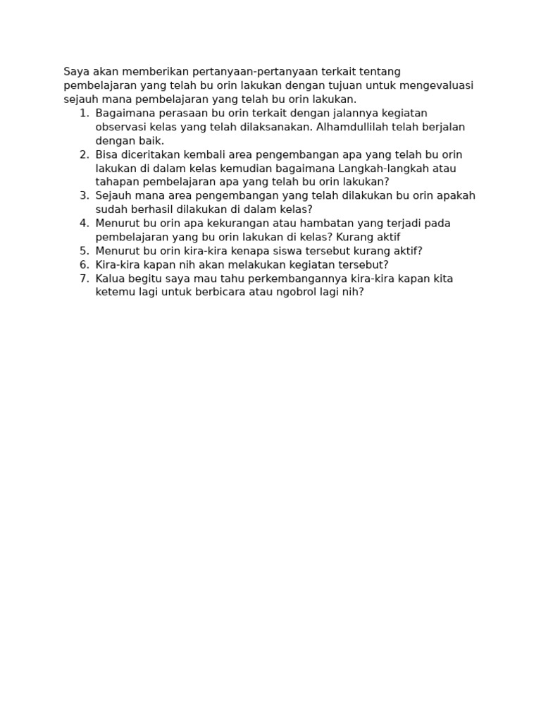 Pasca Observasi | PDF