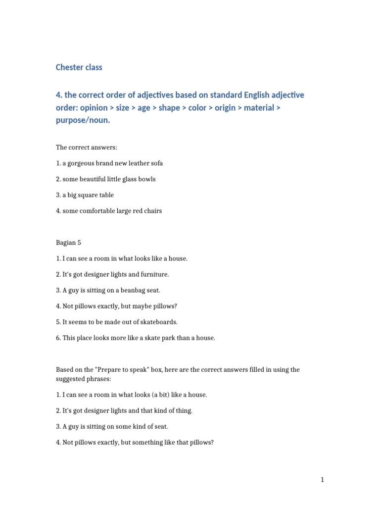 Unit 109 Exercises Answers | PDF | Adjective | Plural