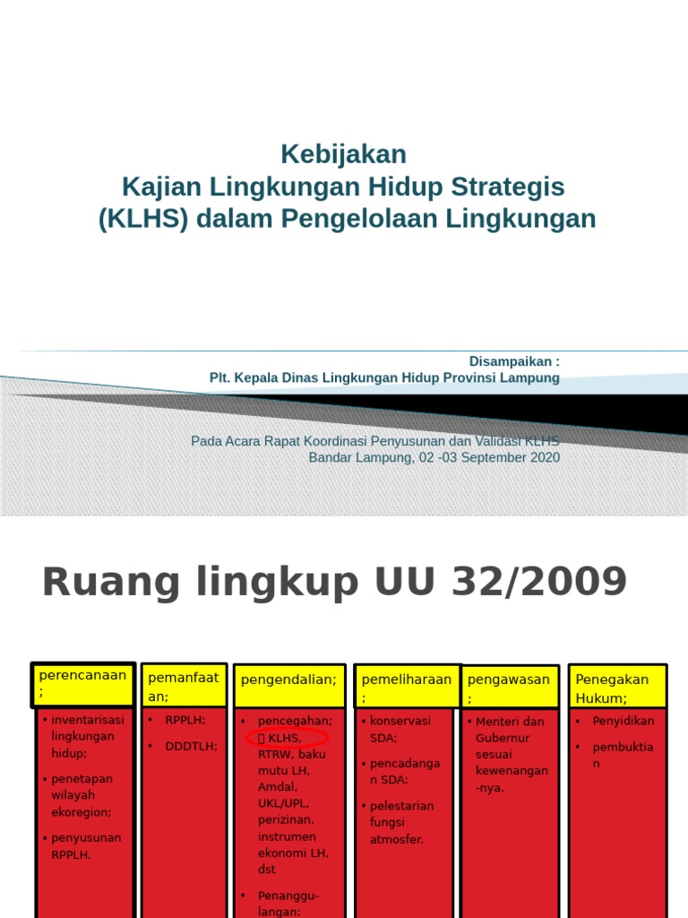 Kebijakan Kajian Lingkungan Hidup Strategis (KLHS) Dalam Pengelolaan Lingkungan | PDF