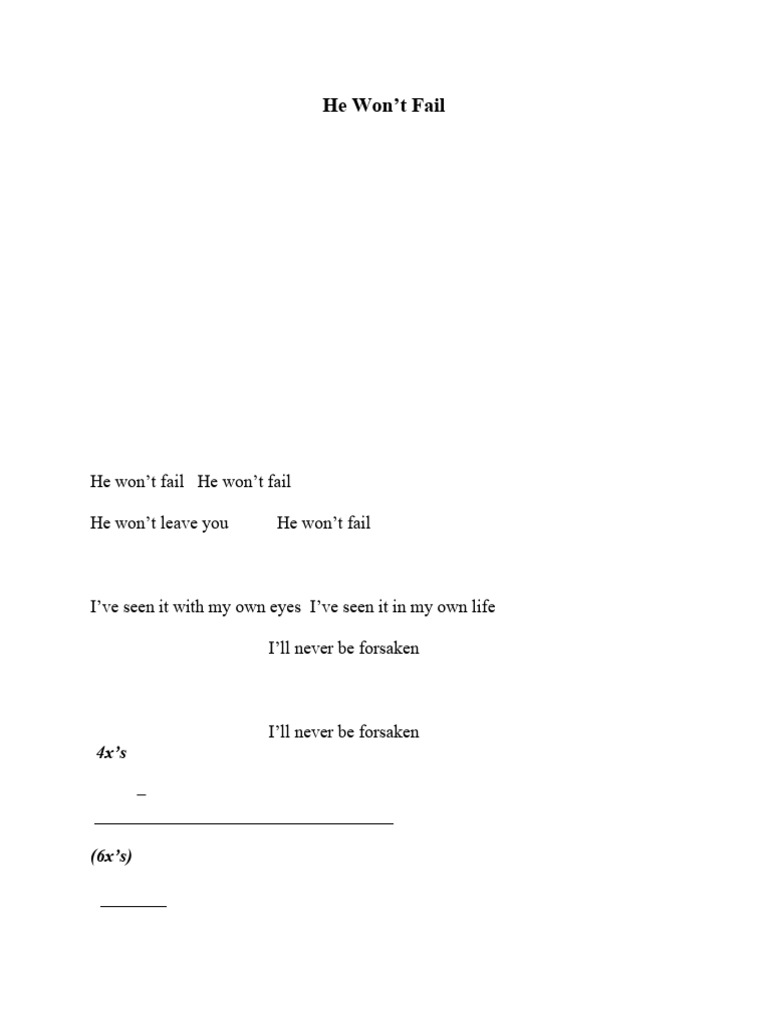 He Won't Fail - Chart 3 | PDF