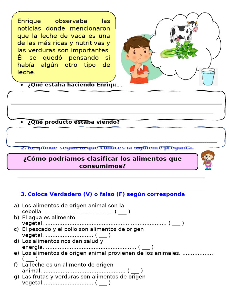 Ficha de Ciencia y Tecnología - CLASIFICACION DE LOS ALIMENTOS SEGUN SU ORIGEN | PDF | Alimentos ...