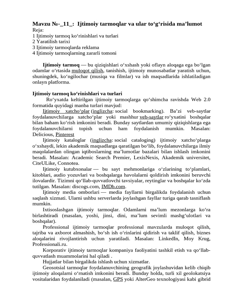 11-Mavzu Media Va Axborot Savodxonligi | PDF