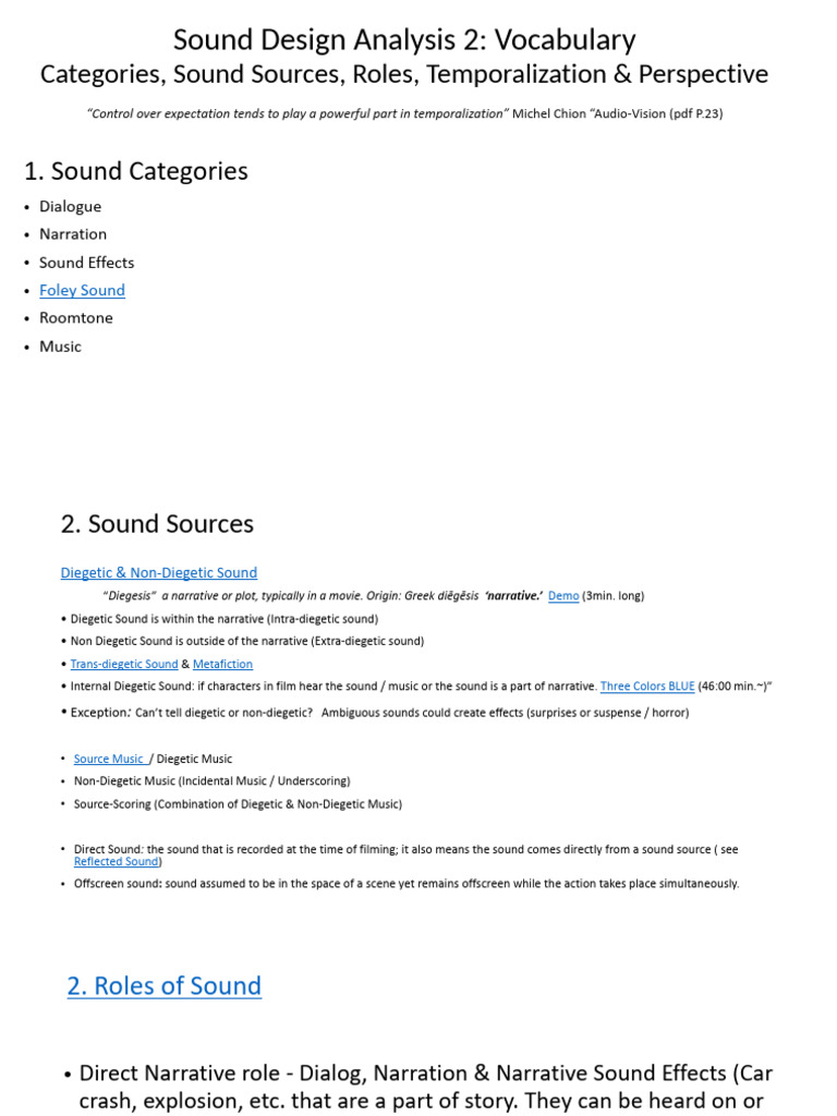 16 Sound Design Analysis 2 - Vocabulary | PDF