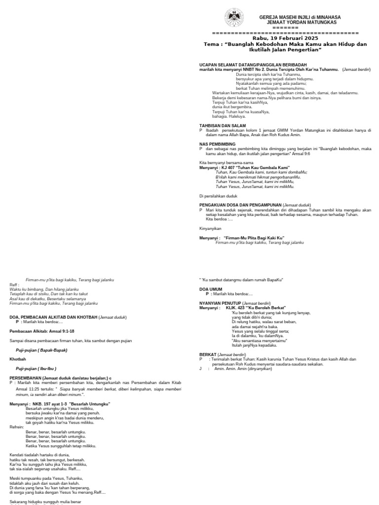 Tata Ibadah Kolom 19 Februari 2025 | PDF