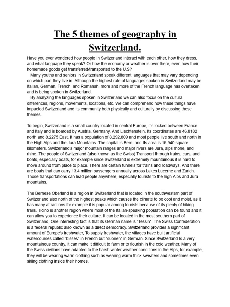 The 5 Themes of geography in switerland | PDF | Switzerland | Alps