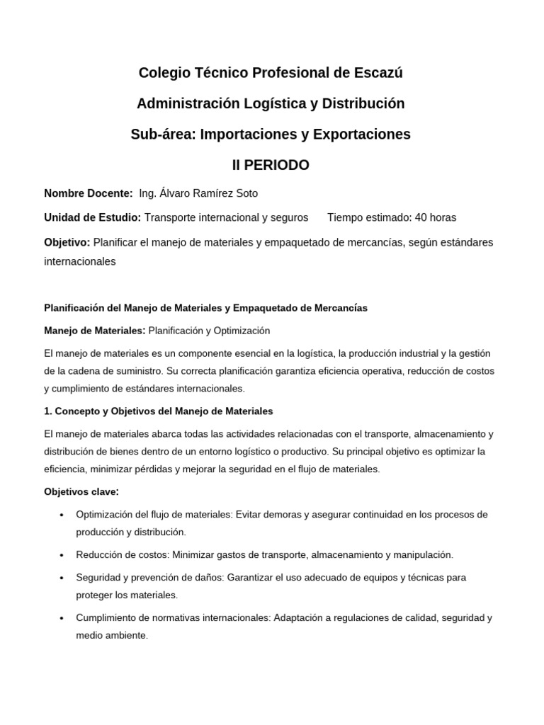 Manejo De Materiales Y Empaquetado Pdf Logística Transporte