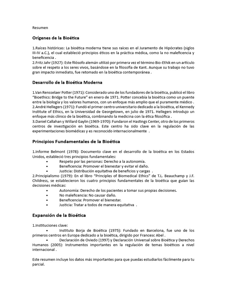Resumen de La Bioetica | PDF | Bioética | Science