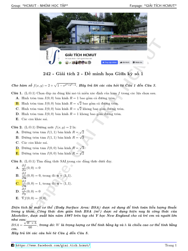 242 GT2 GK Đề Minh Họa 1 | PDF