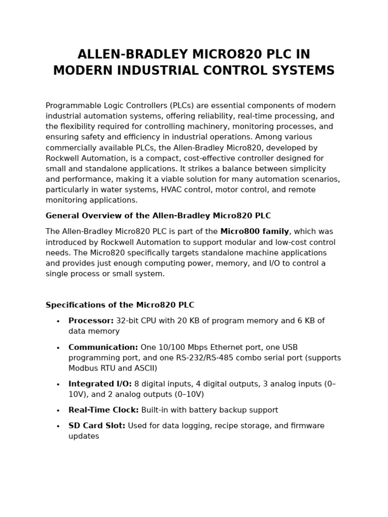 INSTRUMENTATION ASSIGNMENT MICRO 820 DOC | PDF | Programmable Logic Controller | Automation