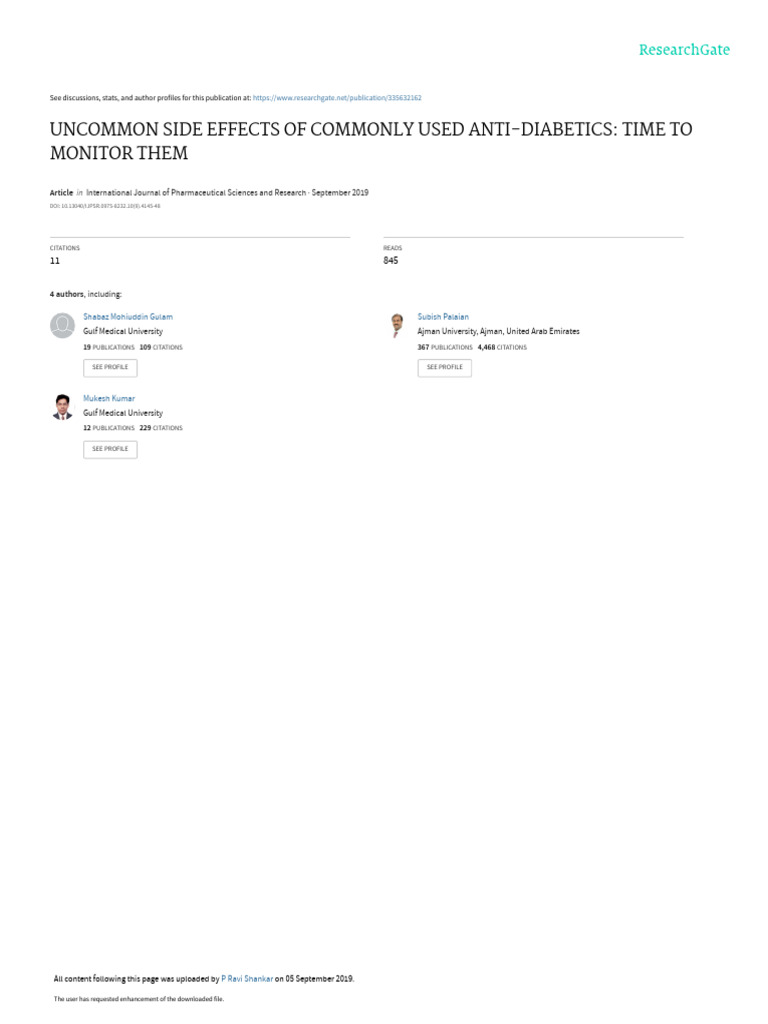 Uncommon Side Effects of Commonly Used Anti Diabetics Time To Monitor ...