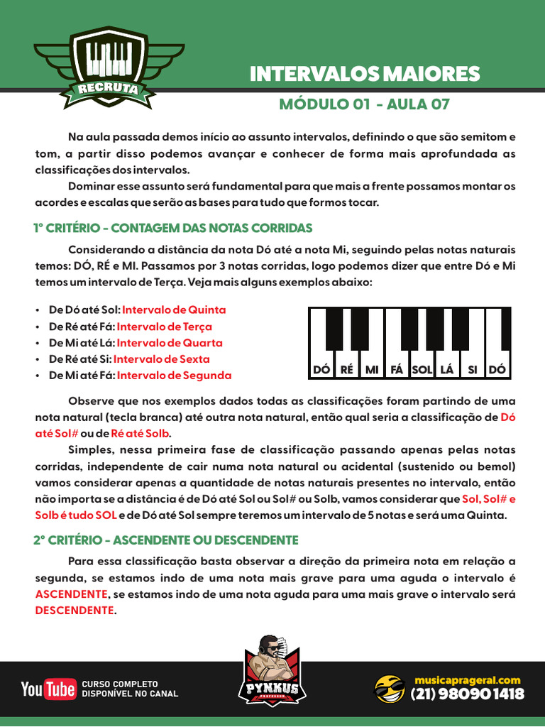 Classificação de Intervalos Maiores | PDF | Intervalo (música ...
