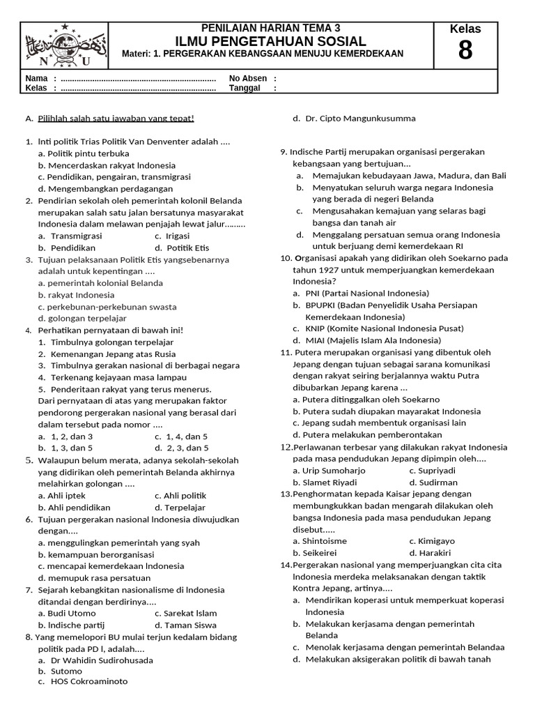 Tema 3 B Pergerakan Kebangsaan Menuju Kemerdekaan | PDF