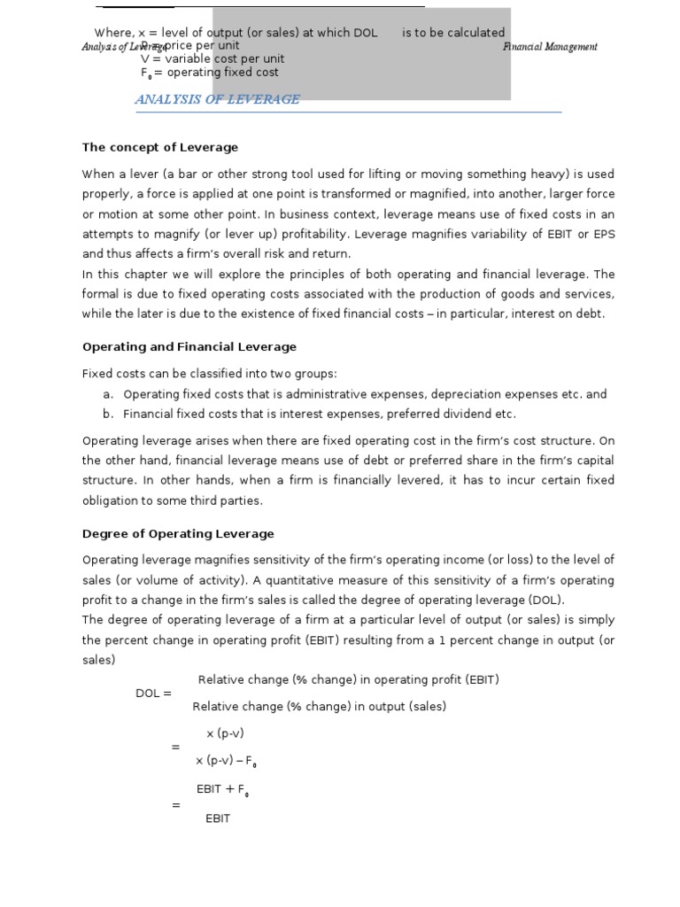 Leverage | PDF | Leverage (Finance) | Capital Structure