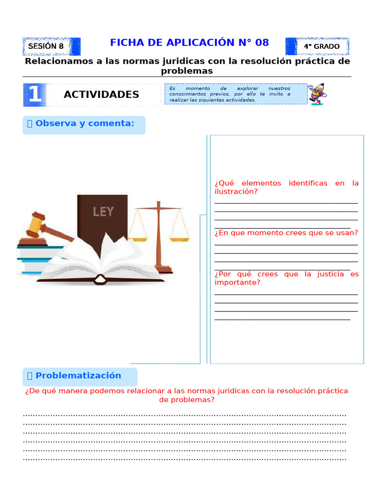 Ficha 8 - Relacionamos A Las Normas Juridicas Con La Resolución Práctica de Problemas - DPCC 4to ...