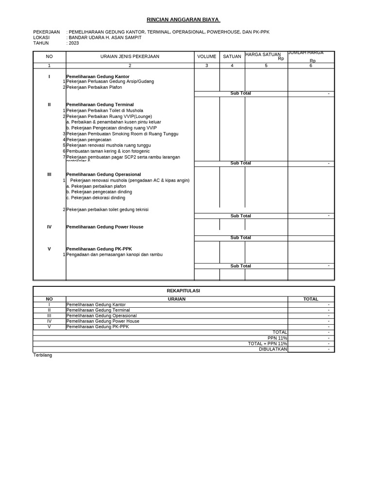 Rab Pemeliharaan G. Kantor, Terminal, Ops, PH, PK-PPK | PDF