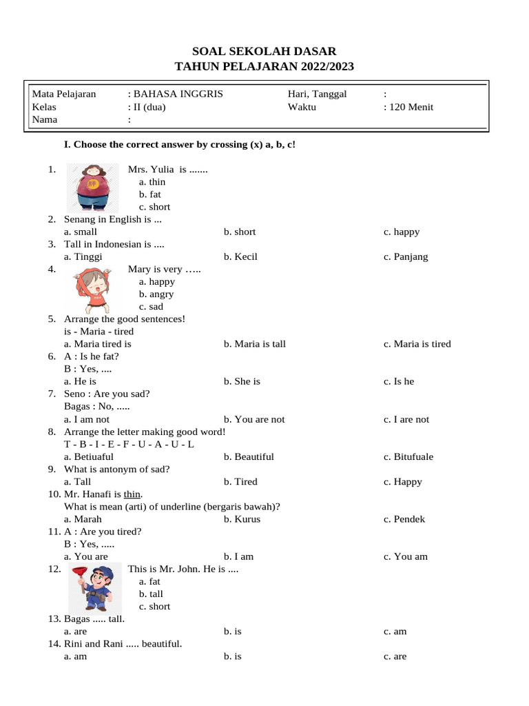 Soal Sekolah Dasar Kelas 2 BG-2 | PDF | Lexical Semantics