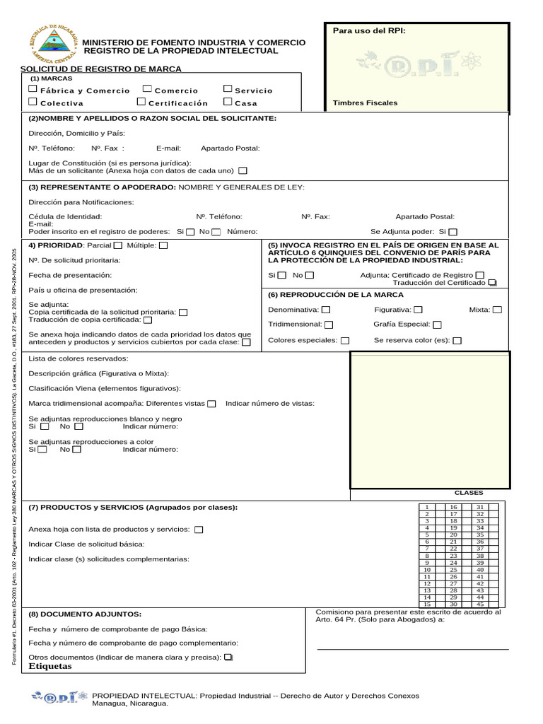 Formulario 1 - Marca | PDF