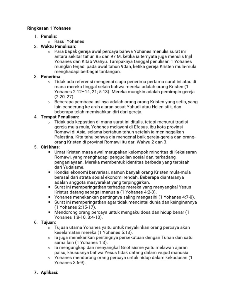 Ringkasan 1 Yohanes | PDF