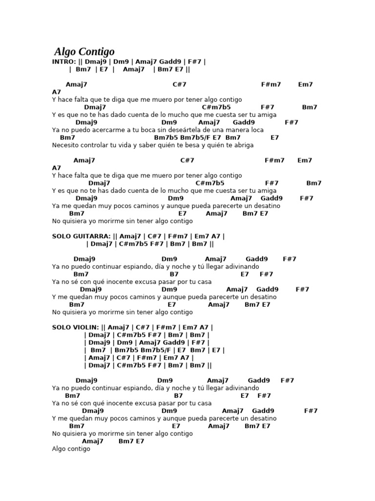 Algo Contigo Letra y Acordes | PDF