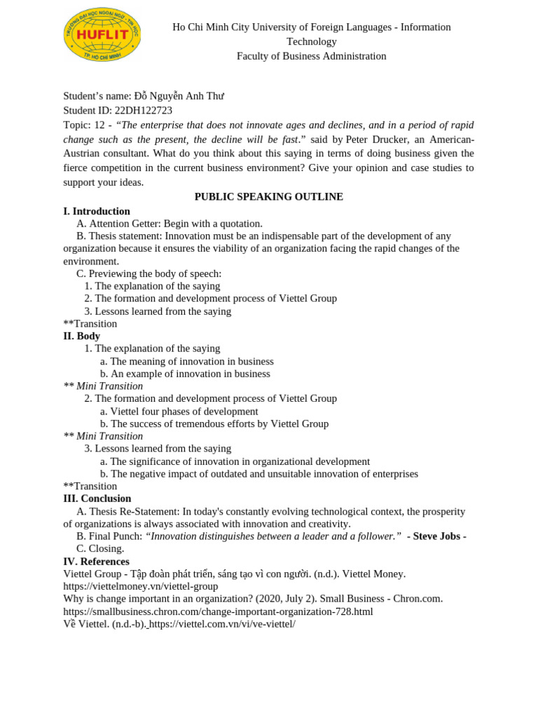 2023 - BLANK FLIE - PS - Outline Mau de Thi Cuoi Ki | PDF | Innovation