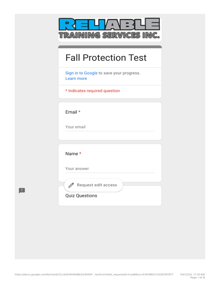 Fall Protection Test | PDF | Working Conditions | Occupational Safety ...