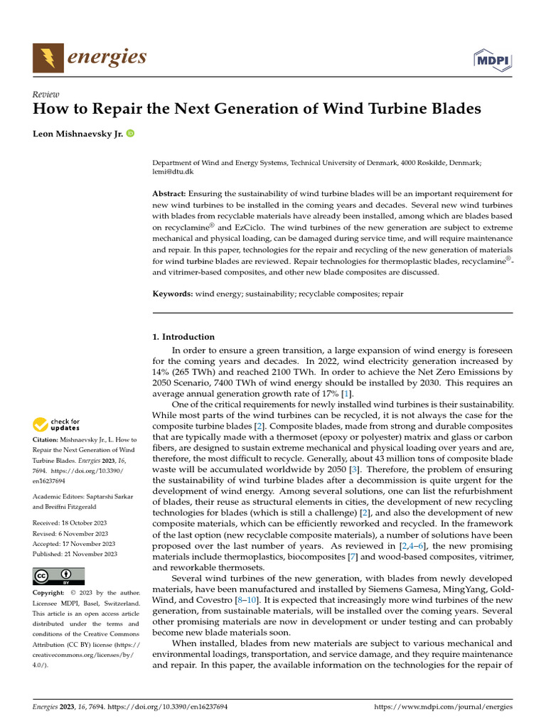 How To Repair The Next Generation of Wind Turbine | PDF | Composite ...