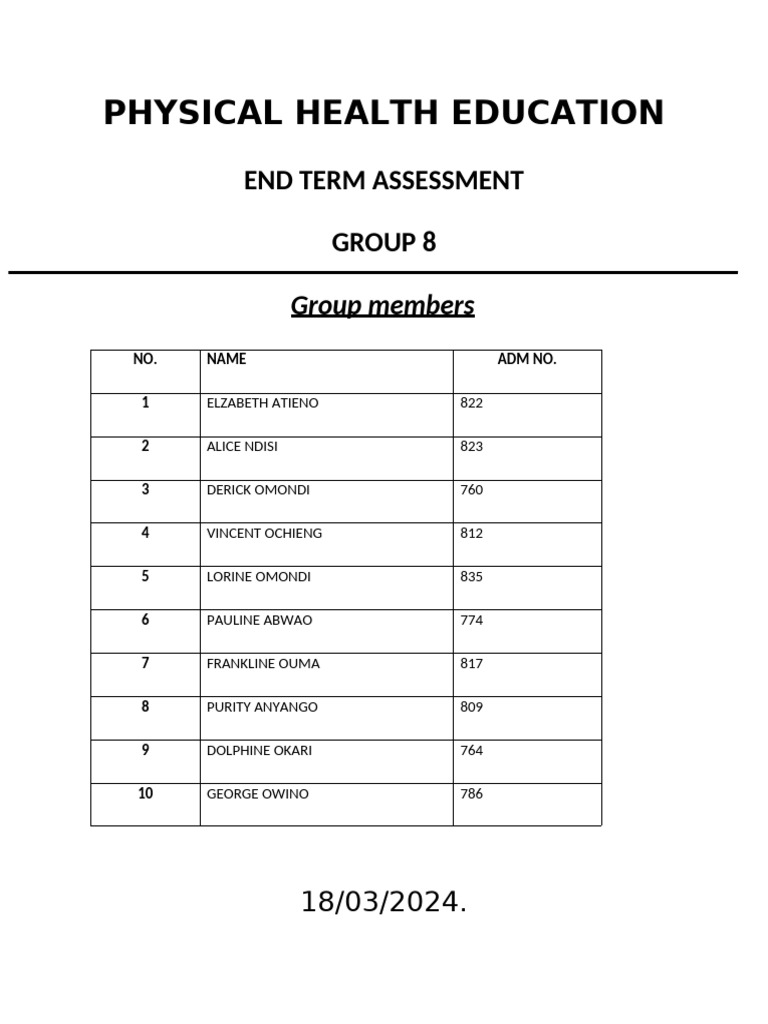 Physical Health Education Assessment Guide | PDF