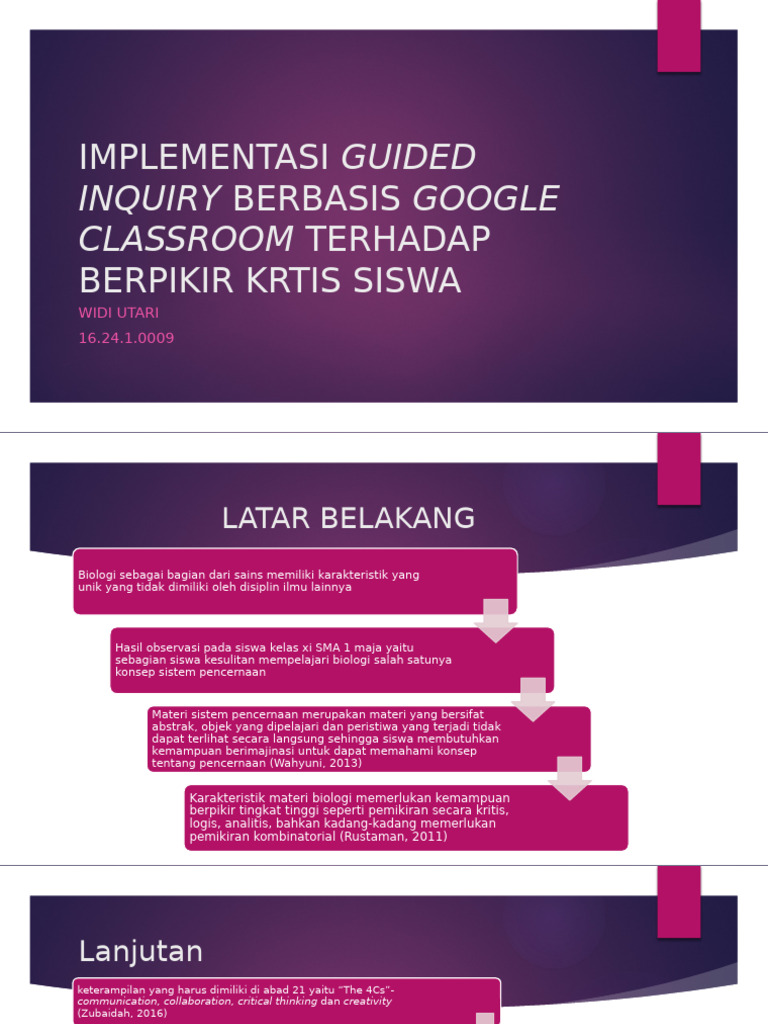 Implementasi Guided Inquiry Berbasis Google Classroom Terhadap Berpikir | PDF