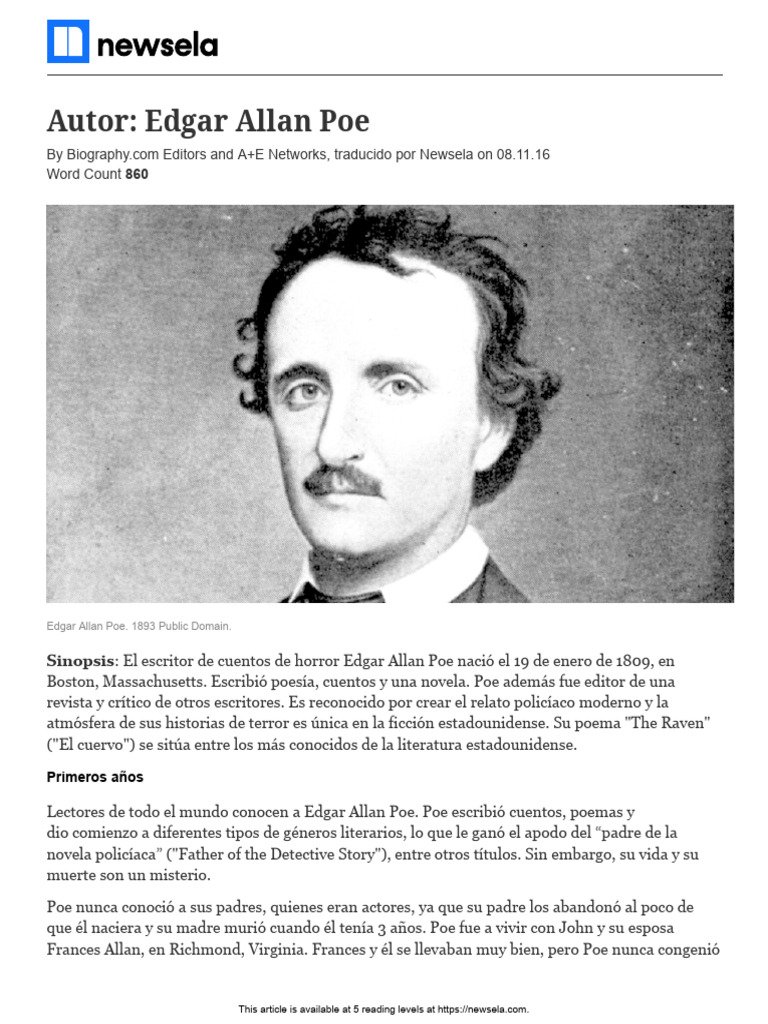 6th Grade - Article 5 (Spanish) W2 | PDF | Edgar Allan Poe