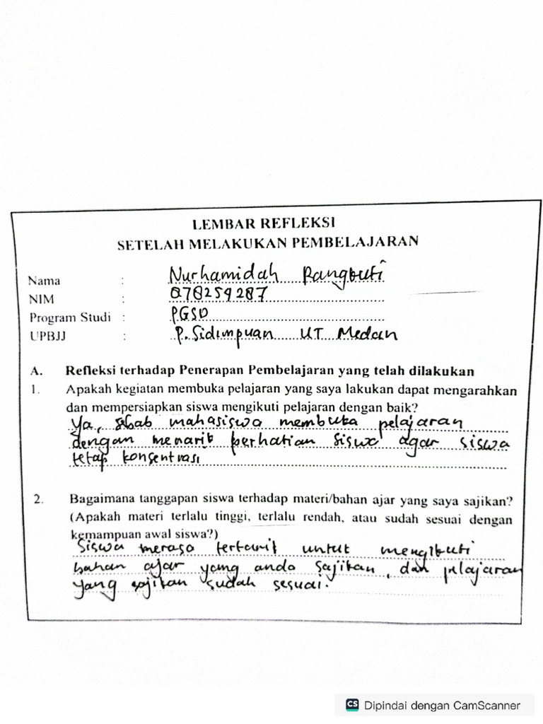 Lembar Refleksi Hal.1.38-1.39 Hamidah | PDF