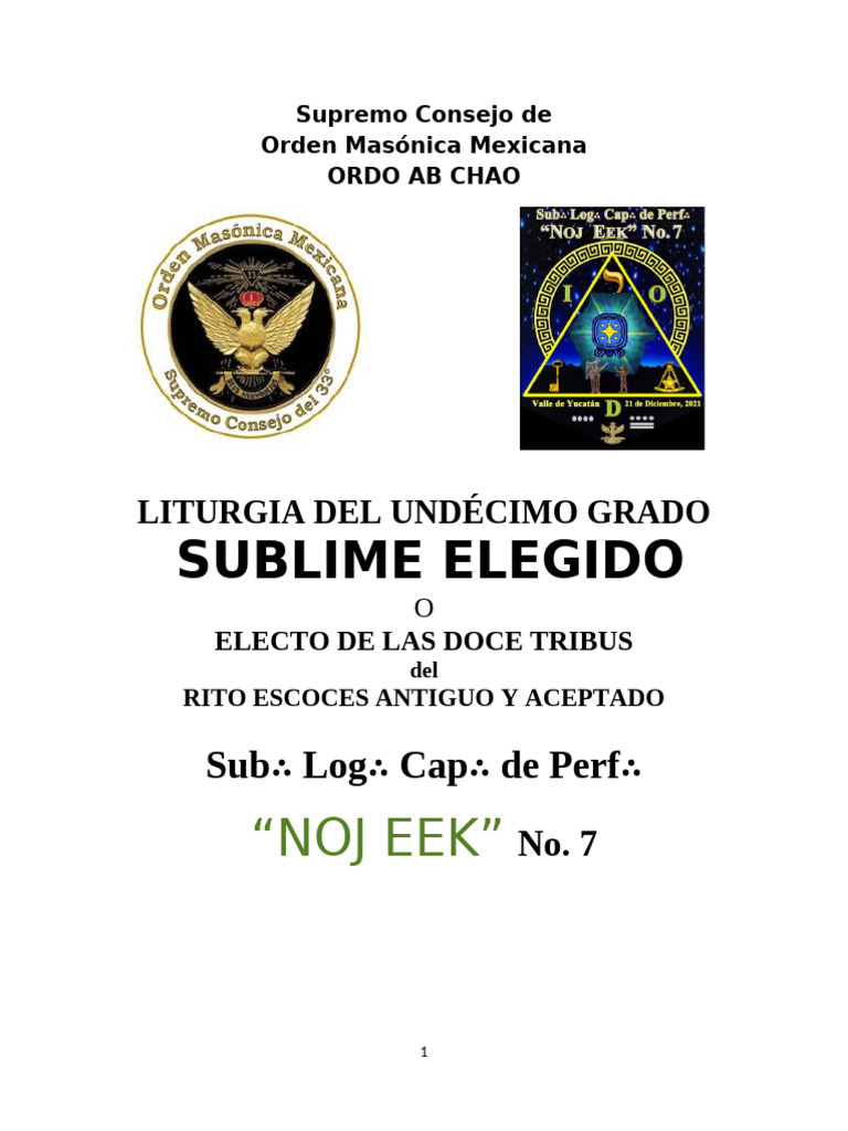 Grado 11 Sublime Elegido o Electo de Las Doce Tribus | PDF | Masonería ...