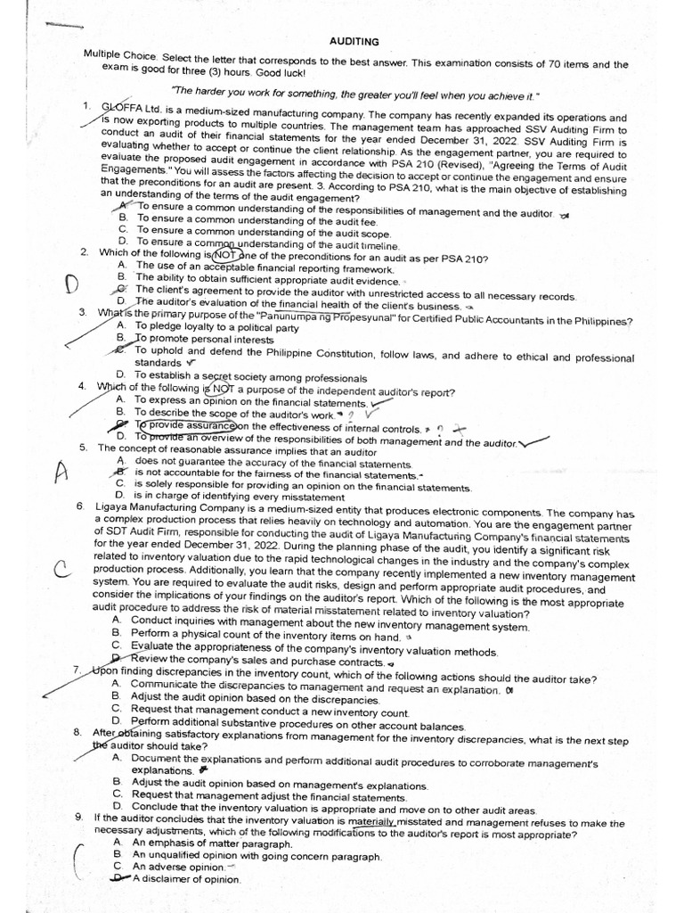 AUDITING FINAL PRE-BOARD | PDF