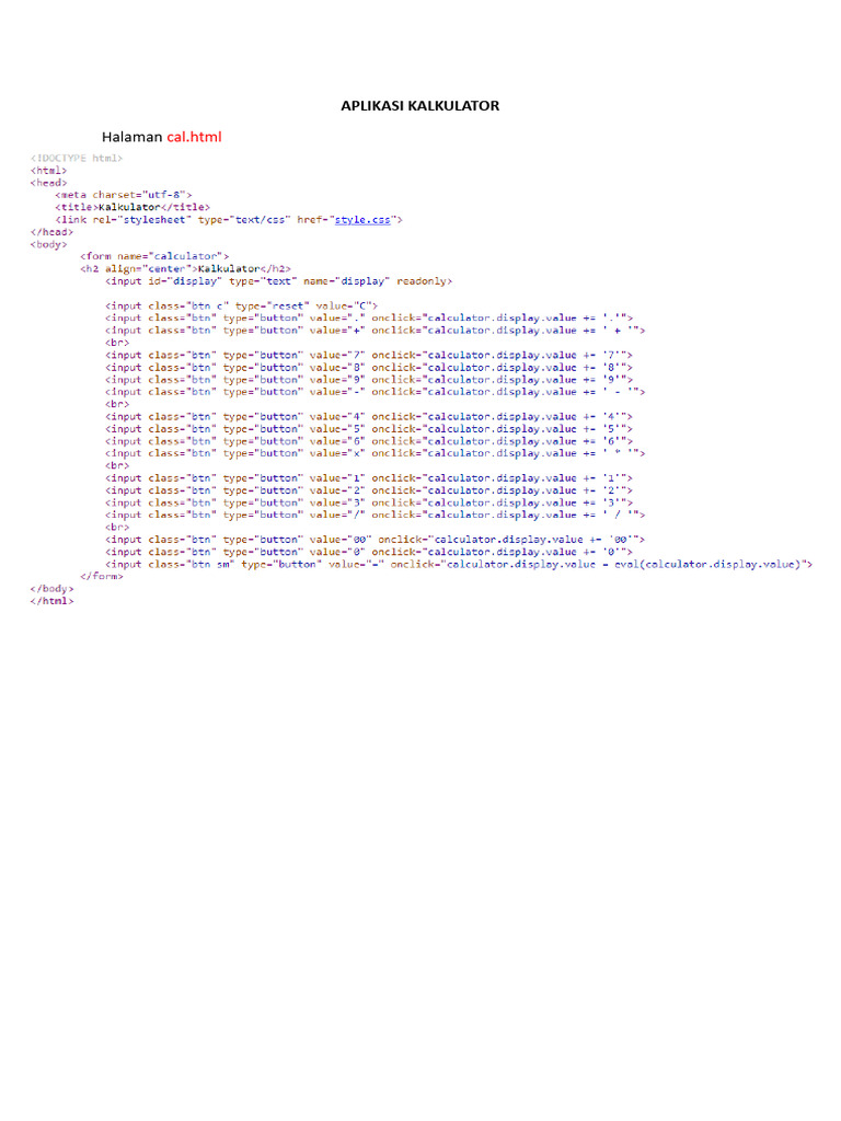 Aplikasi Kalkulator | PDF