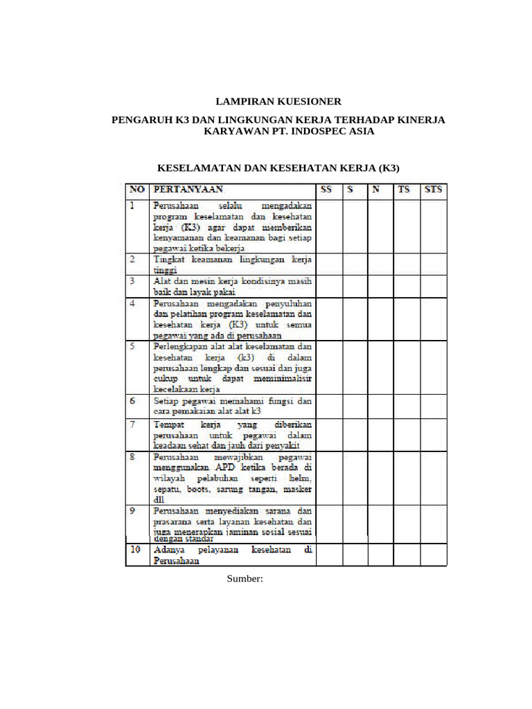 LAMPIRAN KUESIONER | PDF