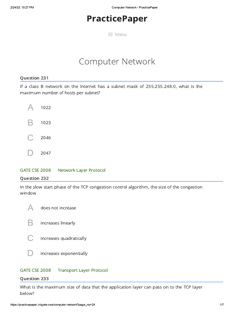 CN 24 | PDF | Computer Network | Network Congestion