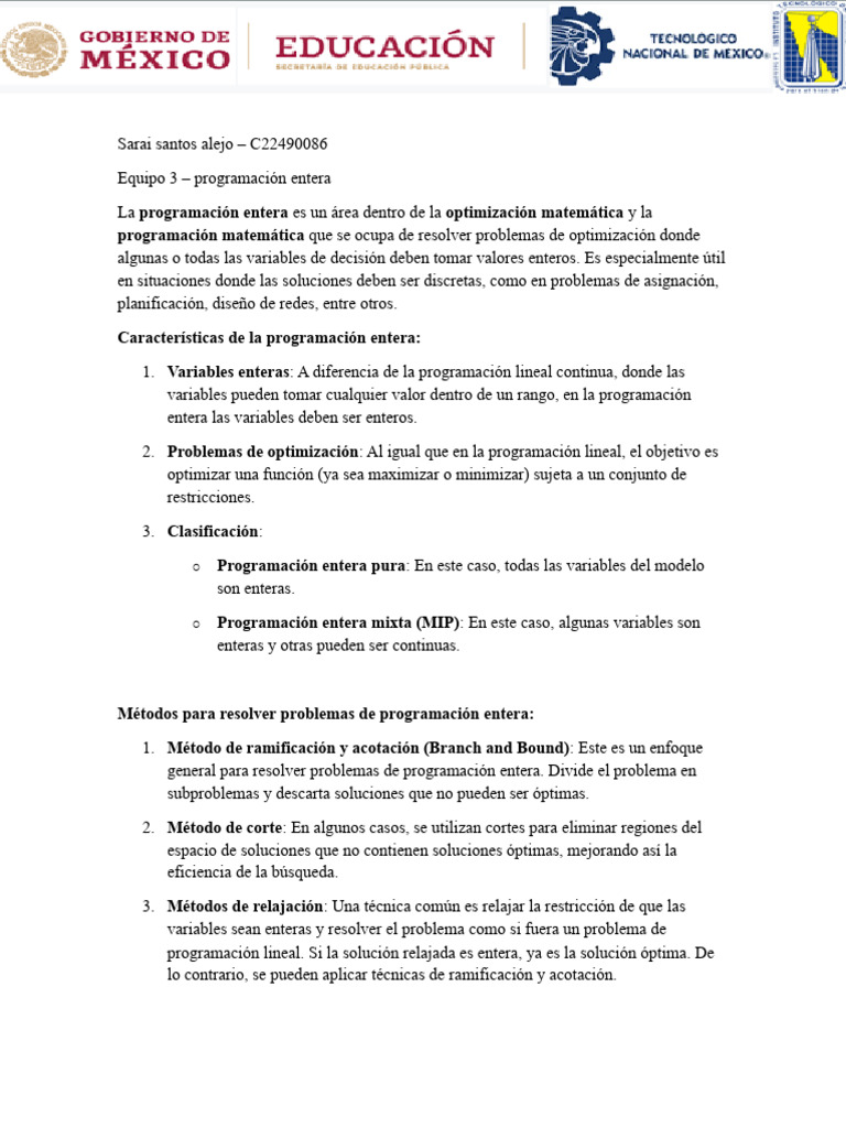 U3 C22490086 | PDF | Programación lineal | Optimización Matemática