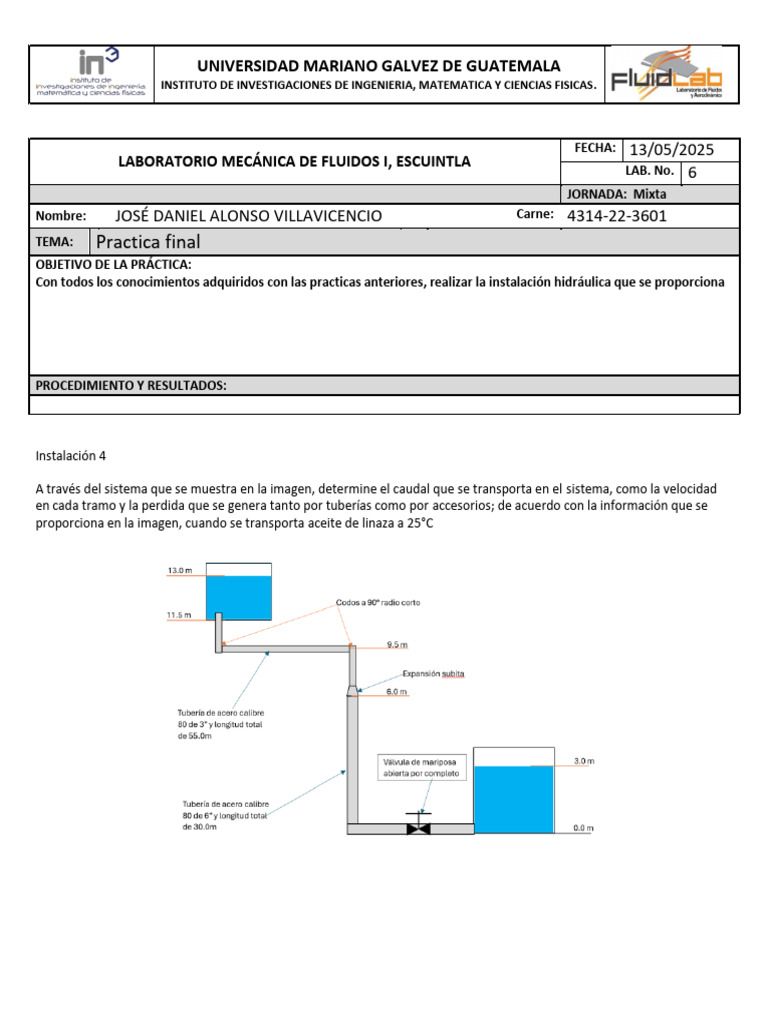 Reporte Lab No.6 Daniel Alonso | PDF | Líquidos | Ingeniería Química