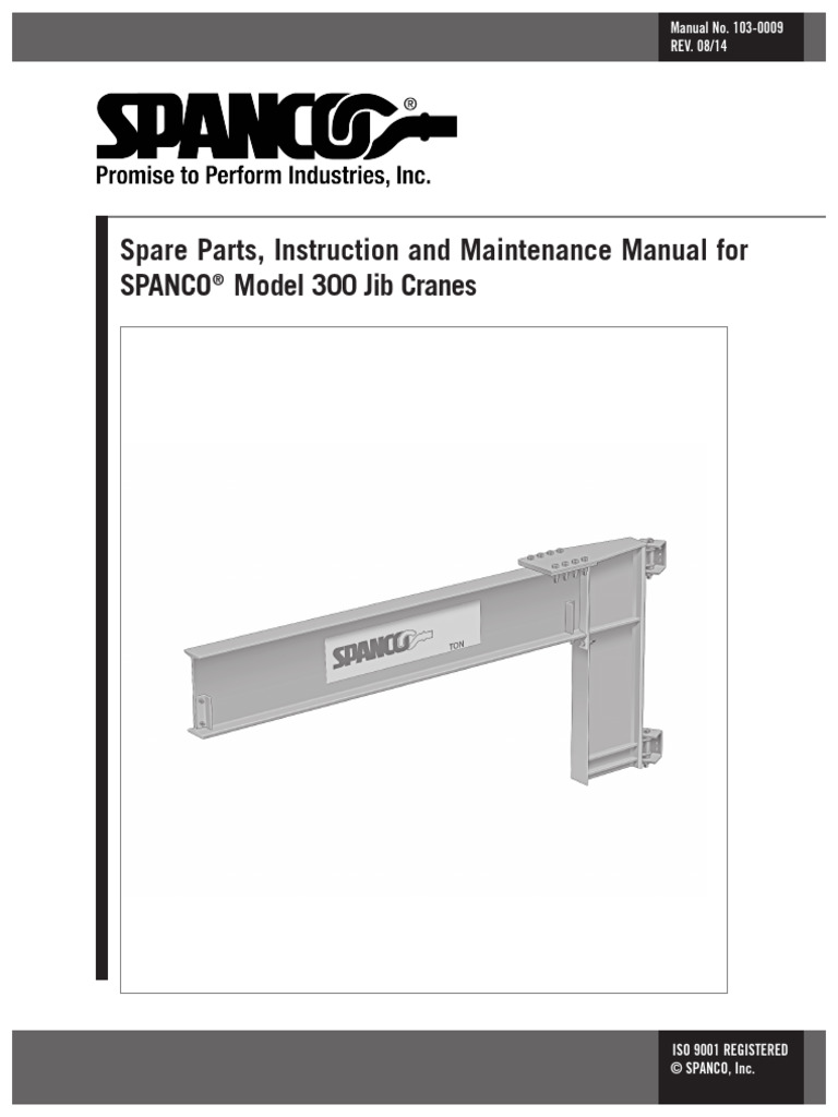 300 Series Wall Mounted Jib Manual 103 0009 | PDF | Crane (Machine) | Screw
