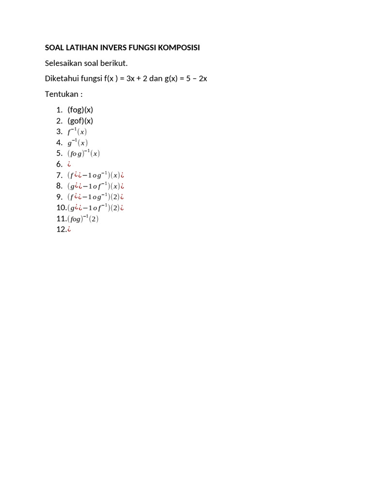 Soal Invers Fungsi Komposisi 2 | PDF