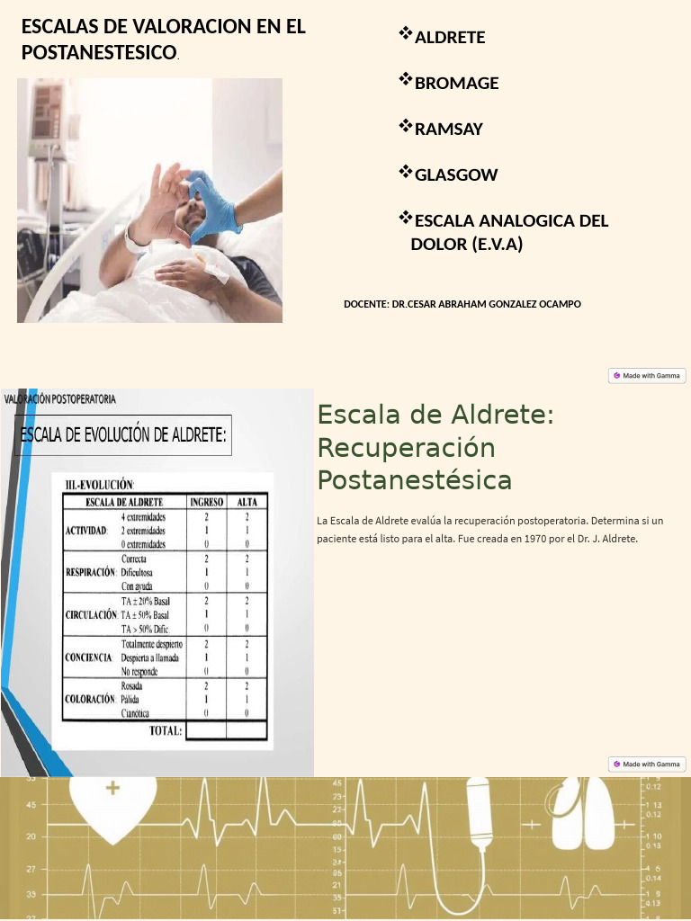 Escala de Aldrete Recuperacion Postanestesica | PDF | Medicina ...