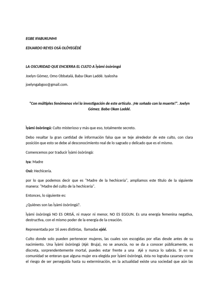 Iyami Osoronga | PDF