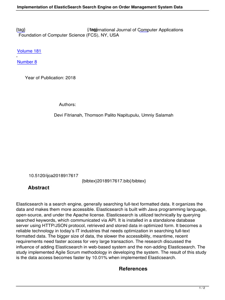 Implementation of ElasticSearch Search E | PDF | Information Technology Management | Software