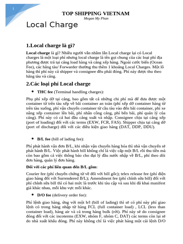 Lesson - Local Charges | PDF