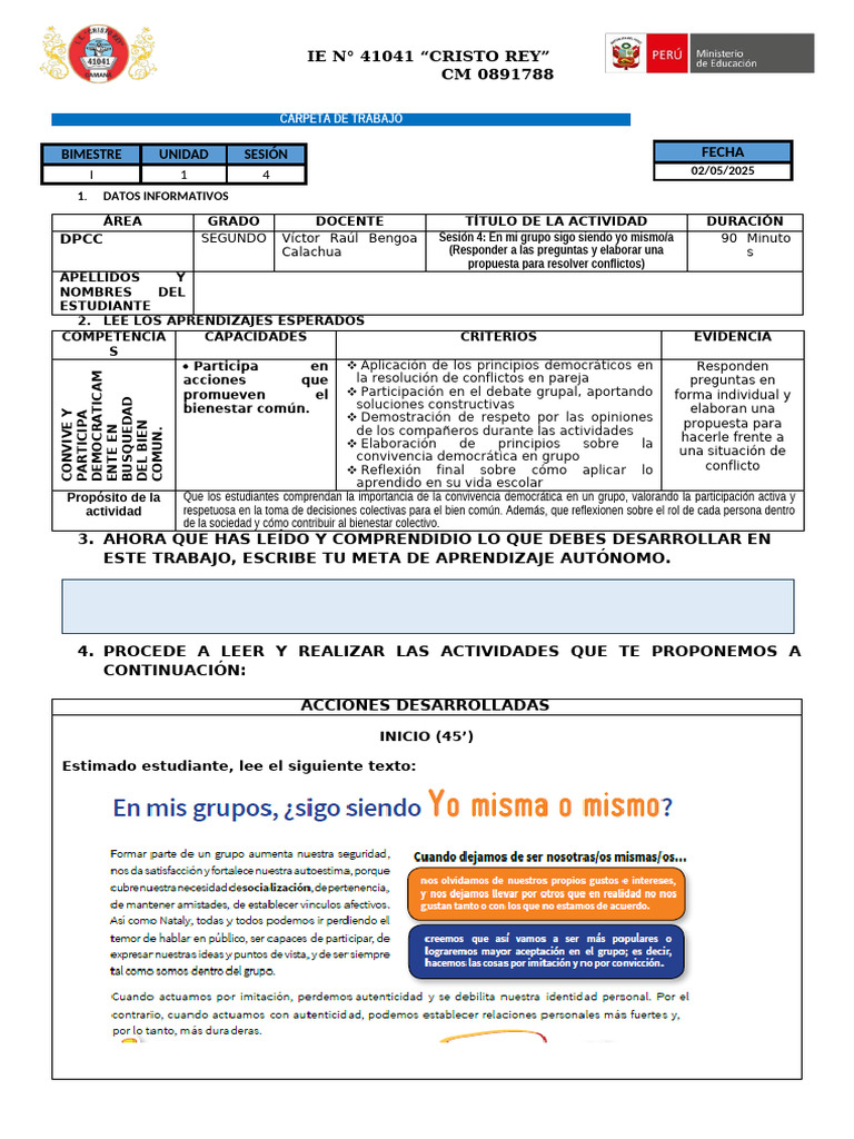 CARPETA DE TRABAJO (DPCC 2° - Viernes 05 de Mayo) | PDF | Sicología | Cognición