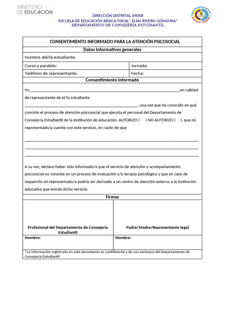 3 Consentimiento Informado Atencion Dece | PDF