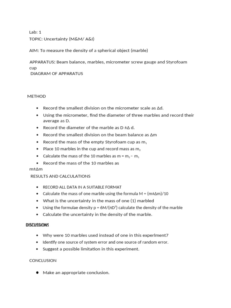 UNIT 1 PHYSICS Lab Manual-1stDraft 3 | PDF | Oscillation | Mass