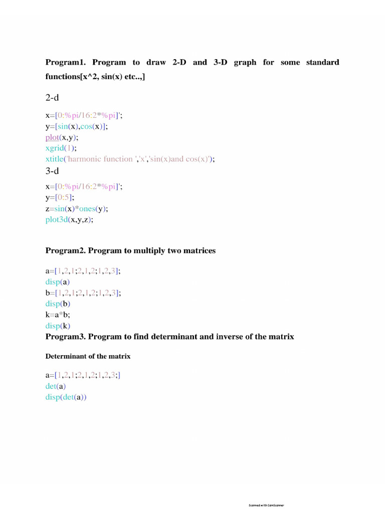 Scilab Programs New List | PDF