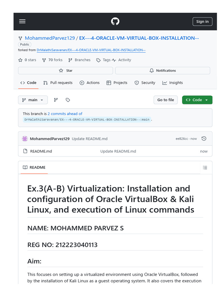 Github Com MohammedParvez129 EX - 4 ORACLE VM VIRTUAL BOX INSTALLATION ... | PDF | Virtual ...