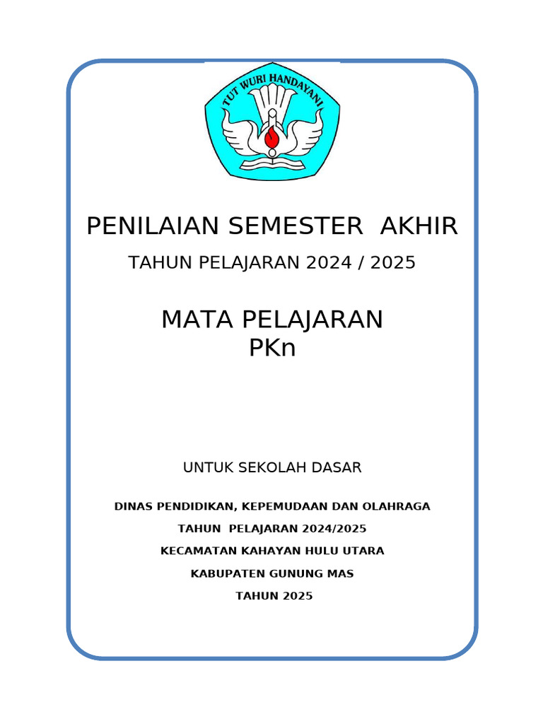 Soal Pas PKN 2025 | PDF