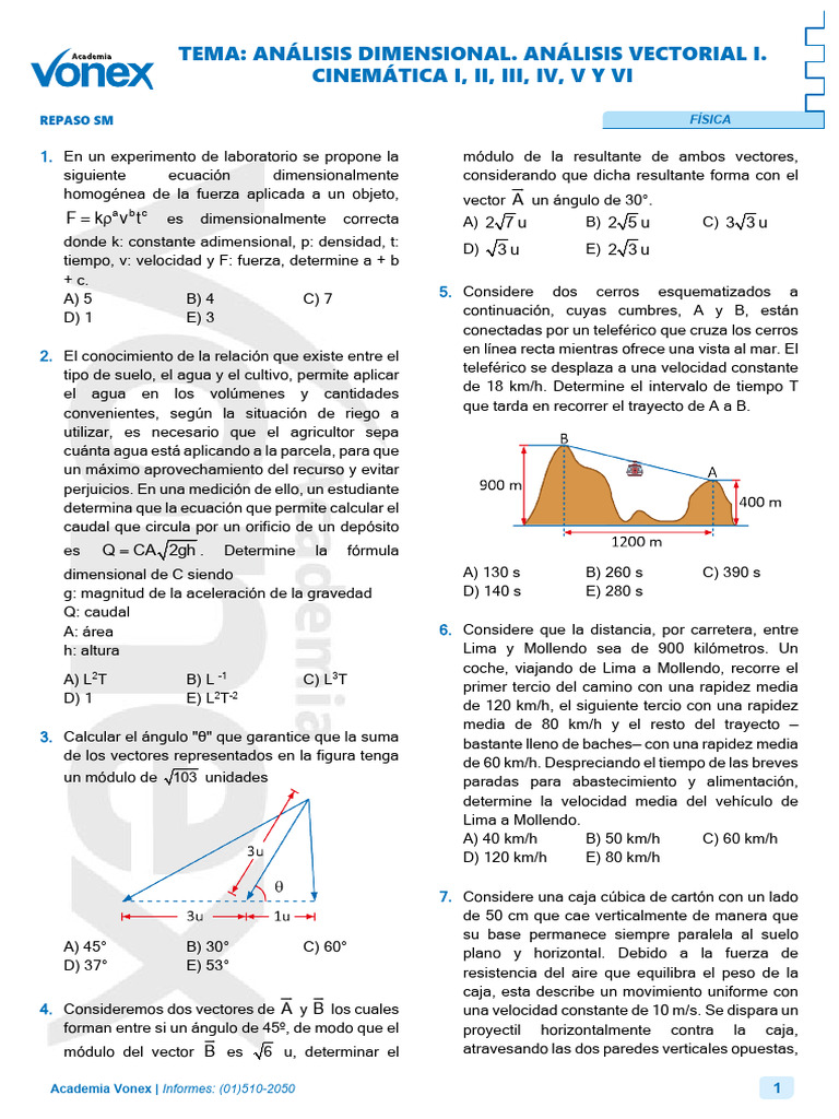 Ejercicios de Física: Cinemática y Vectores | PDF | Velocidad | Vector ...